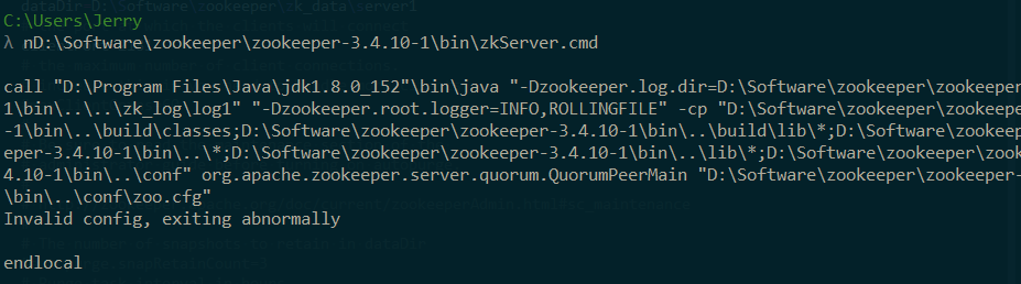 windows搭建zookeeper集群报错之Invalid config, exiting abnormally - _mk - 博客园