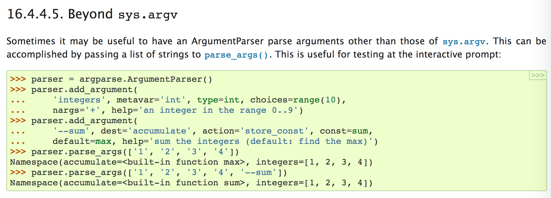 Python Argparse Sys argv 